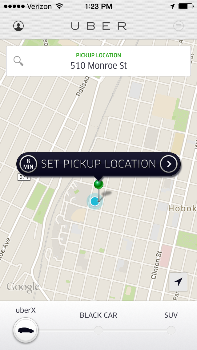 Uber iOS Application, Version 2.58 (Good Design) – IXD@Pratt