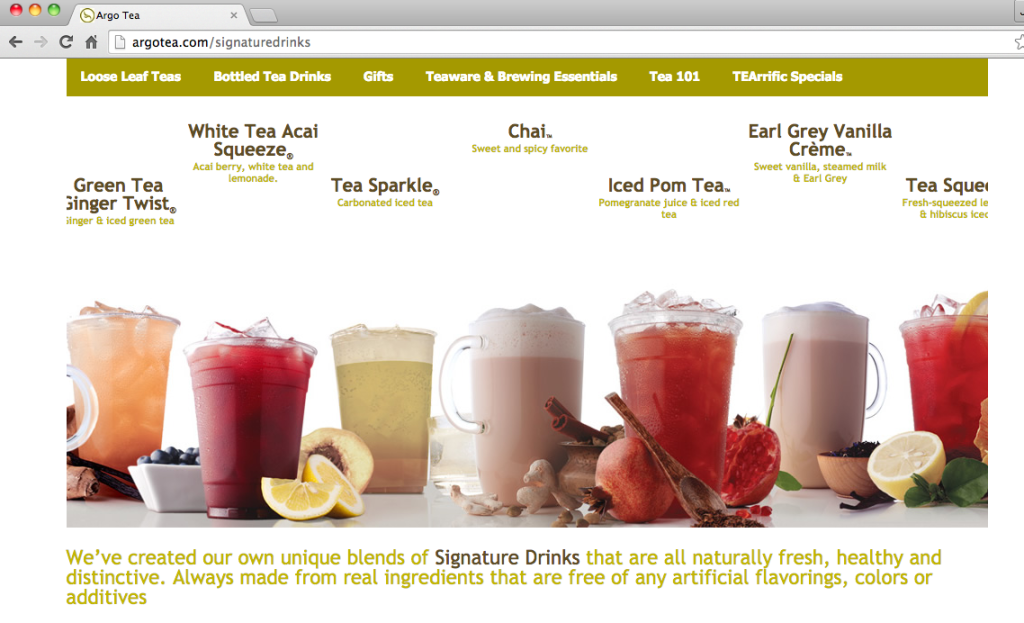 Argo Tea website (Bad Design) – IXD@Pratt
