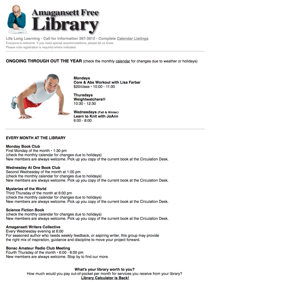 Design Critique: Amagansett Free Library (Desktop & Mobile) – IXD@Pratt