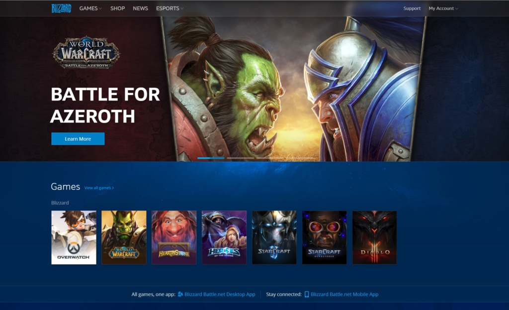 Design Critique: Blizzard Entertainment (Portal Website) – IXD@Pratt
